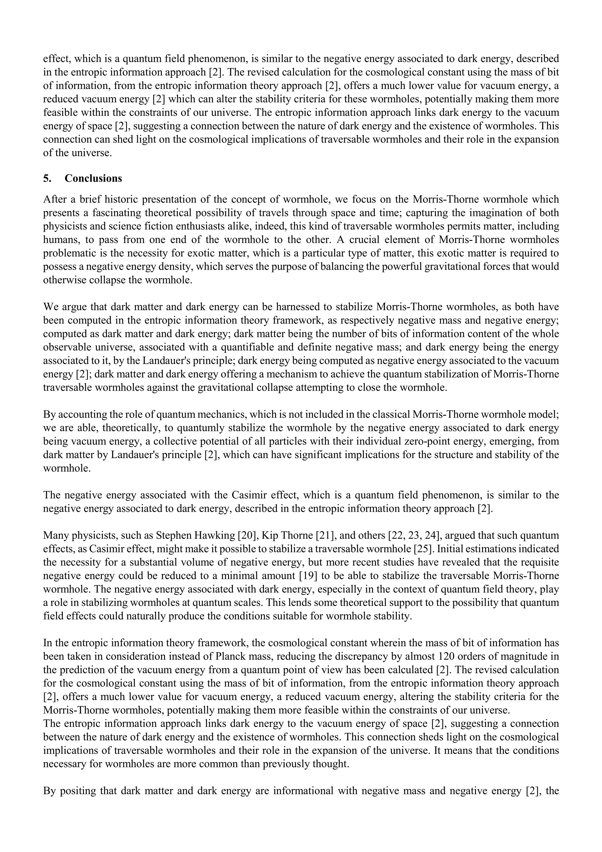 Theoretical Possibility of Quantum Stabilization of Traversable Wormholes | PDF