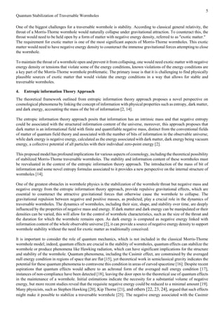 Theoretical Possibility of Quantum Stabilization of Traversable Wormholes | PDF