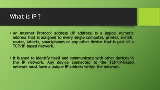 Introduction to IP address concept - Computer Networking | PPT