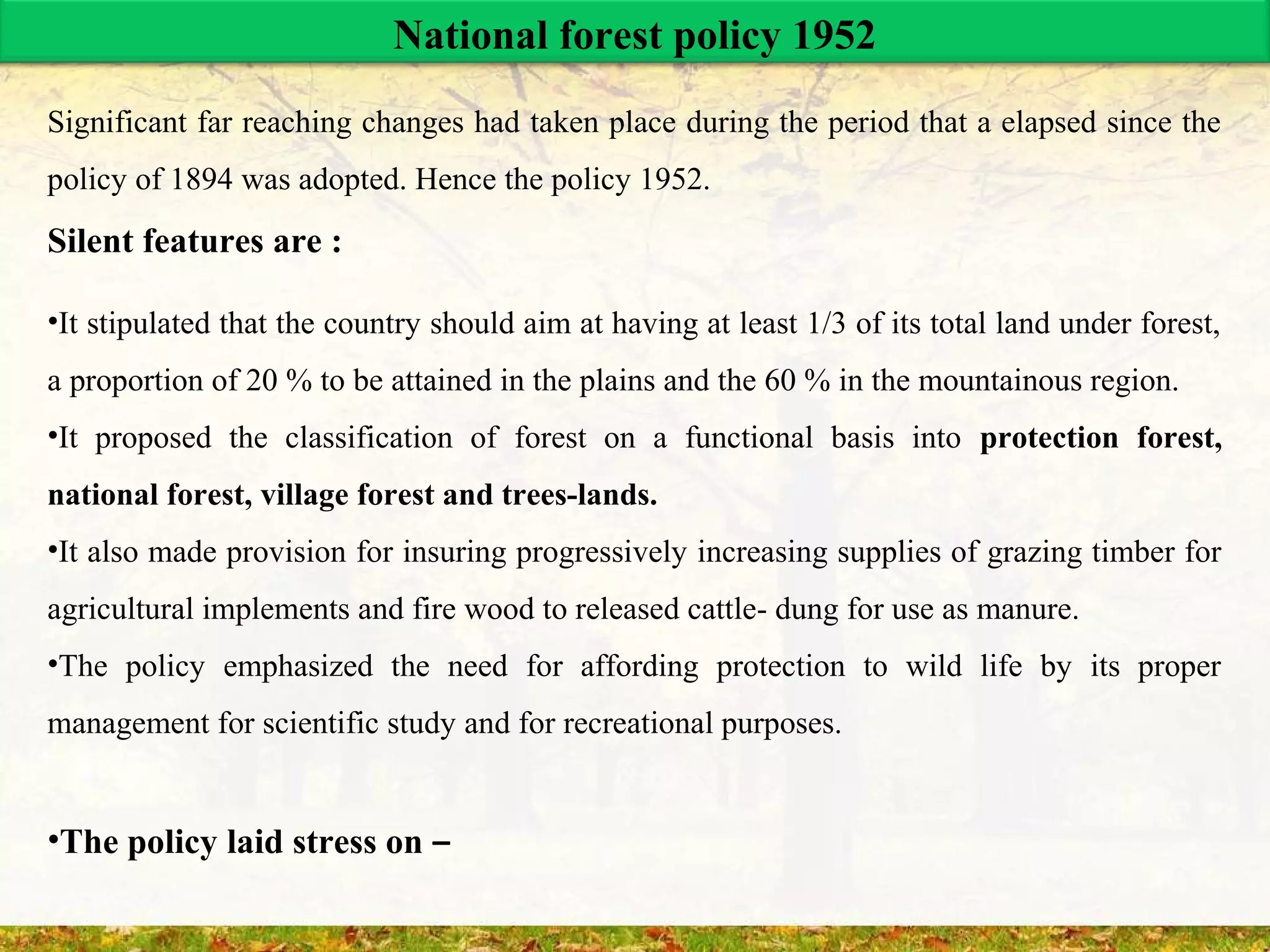 NATIONAL FOREST POLICY | PPT