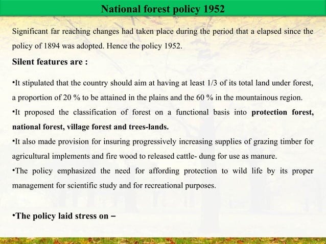 NATIONAL FOREST POLICY | PPT