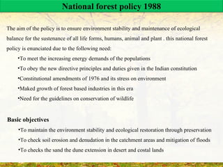 NATIONAL FOREST POLICY | PPT