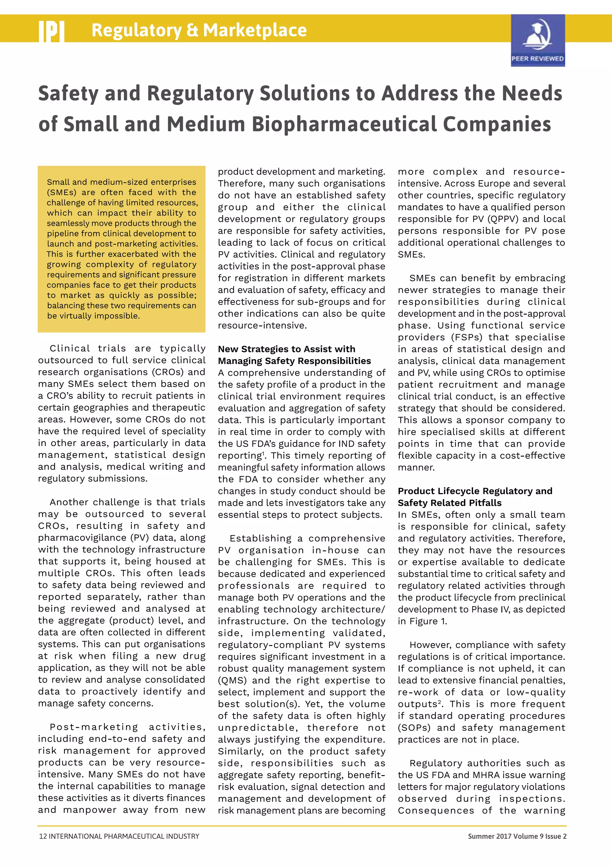 Safety and Regulatory Solutions to Address the Needs of Small and ...