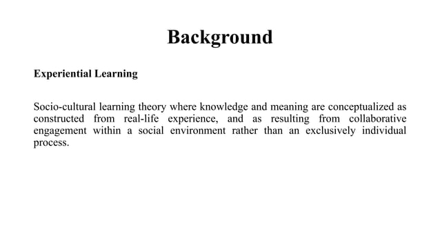 Experiential Learning through the lens of Communities of Practice (CoP) theory | PPT
