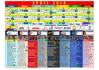 IPL SCHEDULE 2010 | PDF
