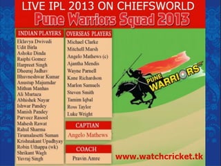 Ipl 2013 teams and fixtures | PPT