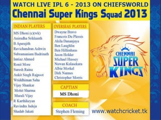 Ipl 2013 teams and fixtures | PPT