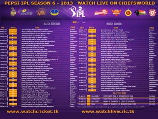 Ipl 2013 teams and fixtures | PPT