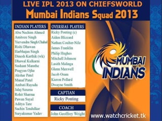 Ipl 2013 teams and fixtures | PPT