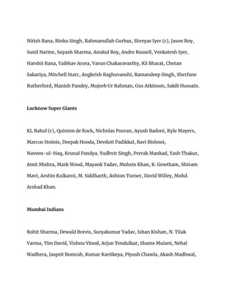 IPL 2024 Fixture List Match Dates, Participating Teams, Stadiums ...
