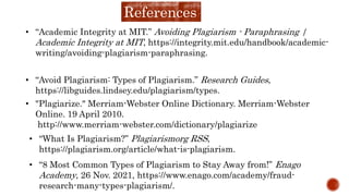 I 'plagiarism and its types' | PPTX