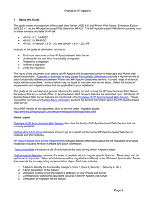iPlanet to HP Apache Migration Plan | PDF