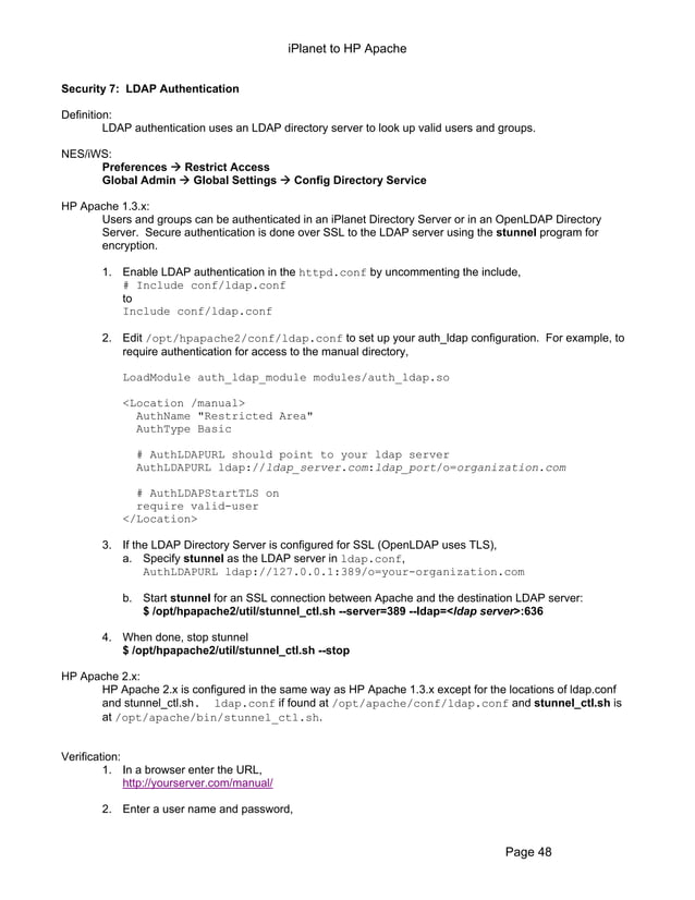 iPlanet to HP Apache Migration Plan | PDF