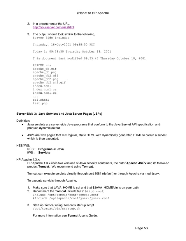 iPlanet to HP Apache Migration Plan | PDF