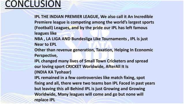IPL Business Model by Pranay Hardas | PPTX | Cricket | Sports