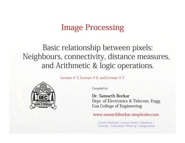 Image Processing lectures 5, 6, and 7 | PPT