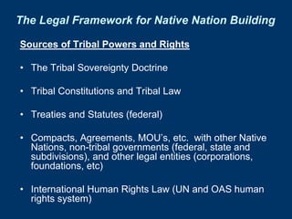NNI Executive Education for Tribal Leaders “The Legal Framework for ...