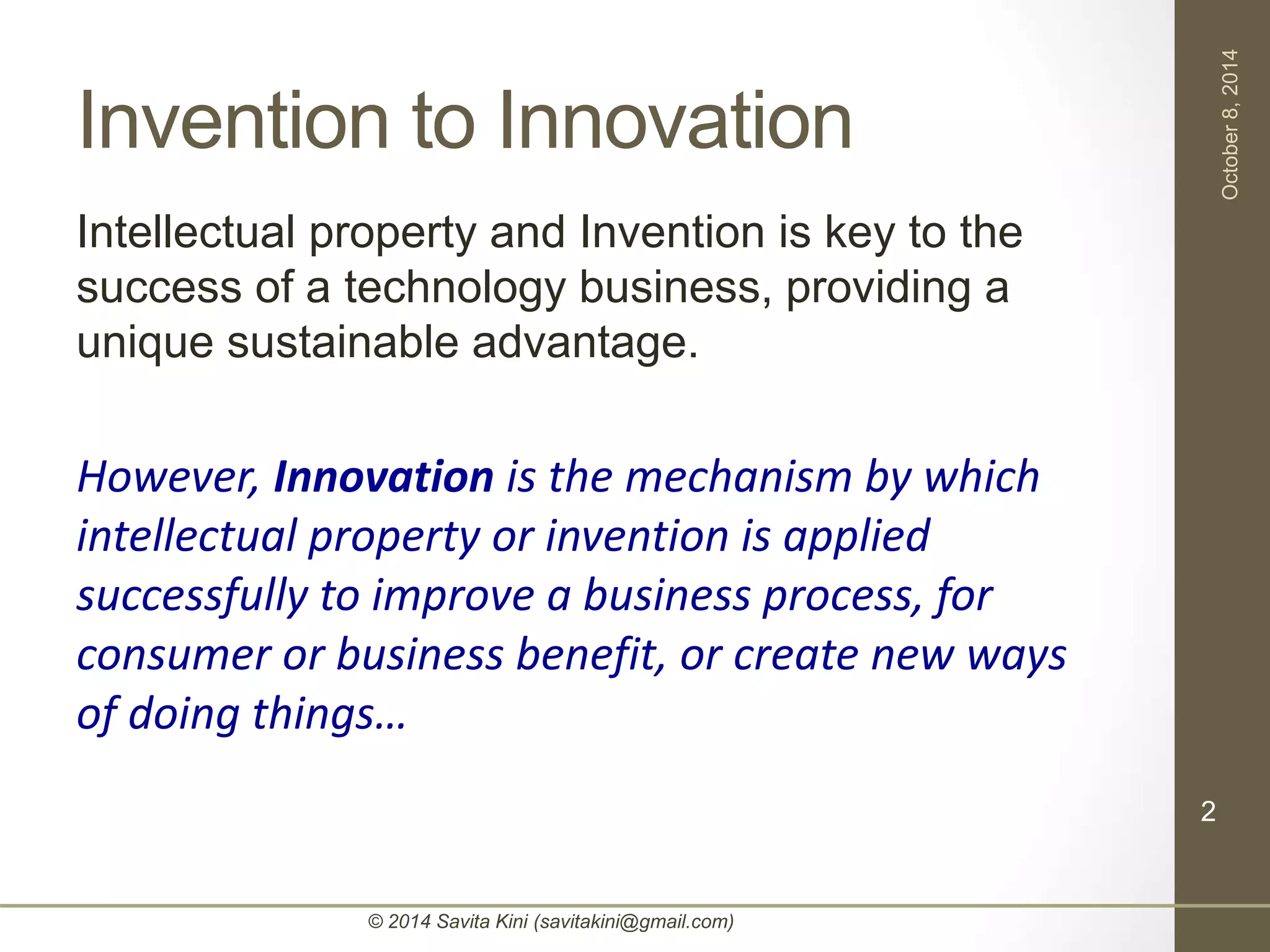 Invention to Innovation - Journey of a High Tech Product | PPT