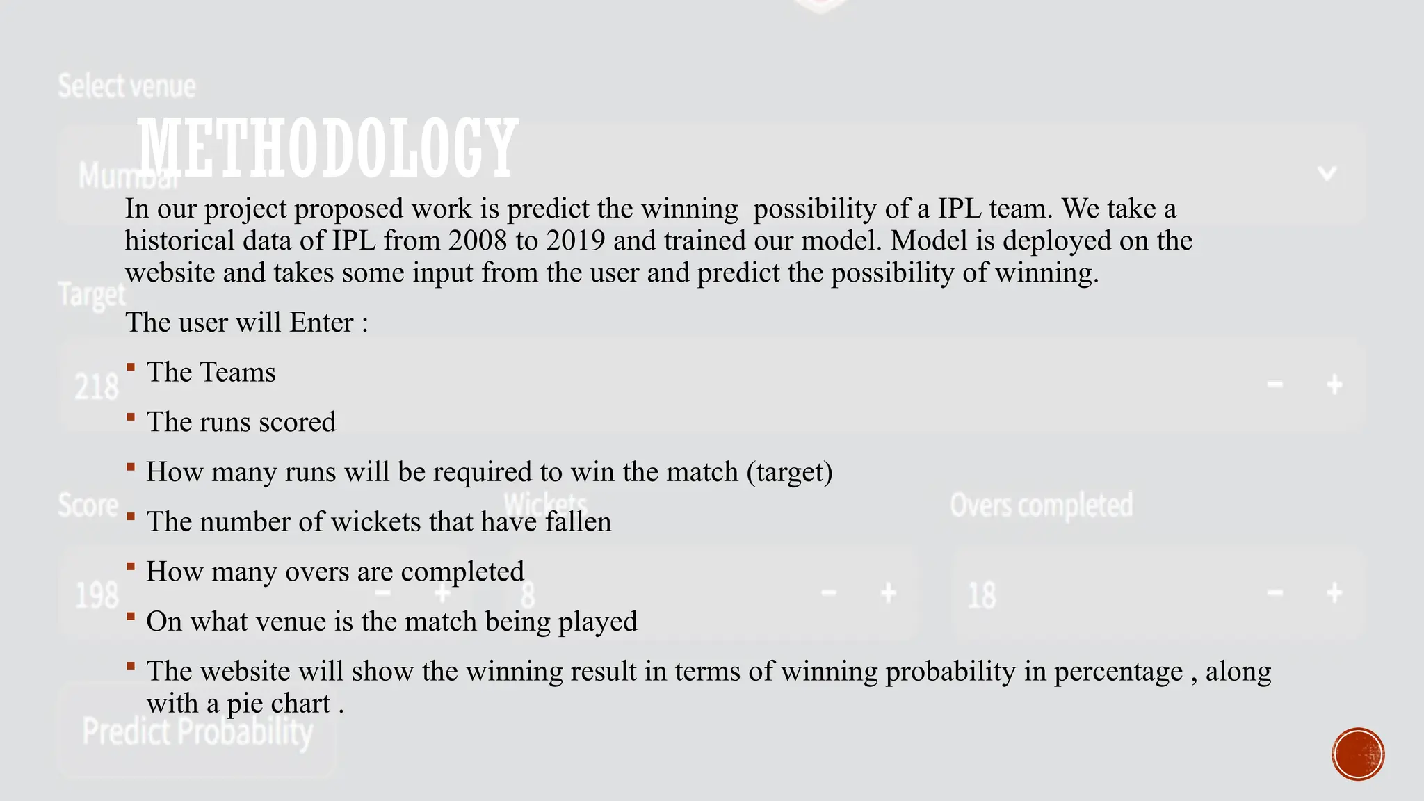a ppt designed for project on ipl win predictor | PPTX