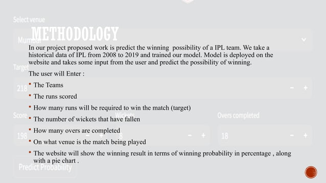 a ppt designed for project on ipl win predictor | PPTX | Cricket | Sports