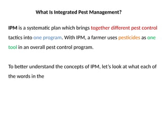 Integrated Pest Management, its benefits | PPTX