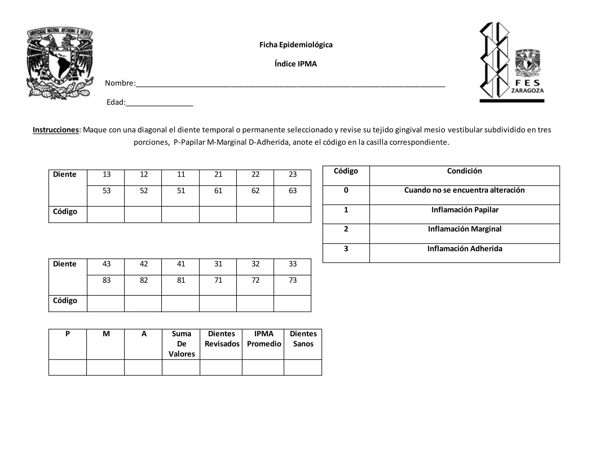Ficha epidemiológica índice IPMA | DOCX