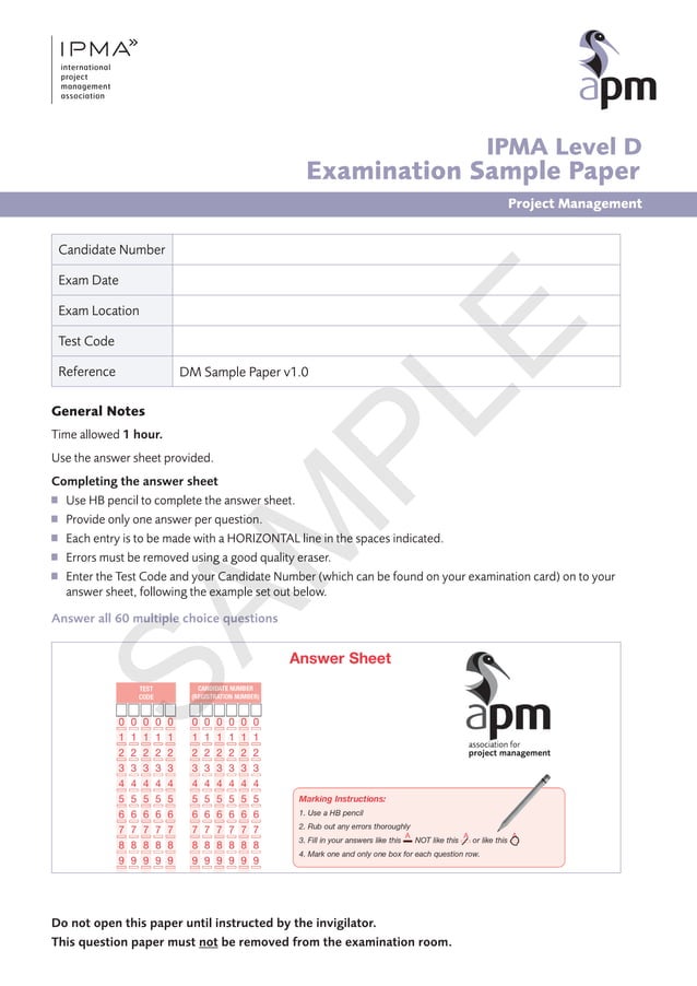 ipma-level-d-mcq-sample-paper.pdf | Educational Assessment | Education