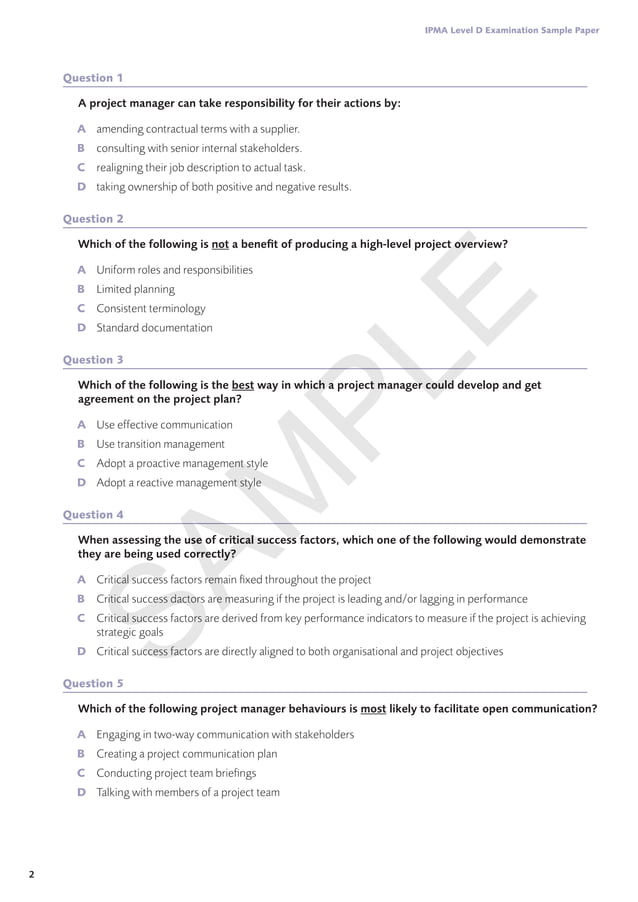 ipma-level-d-mcq-sample-paper.pdf | Educational Assessment | Education