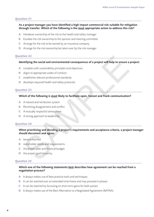 ipma-level-d-mcq-sample-paper.pdf | Educational Assessment | Education