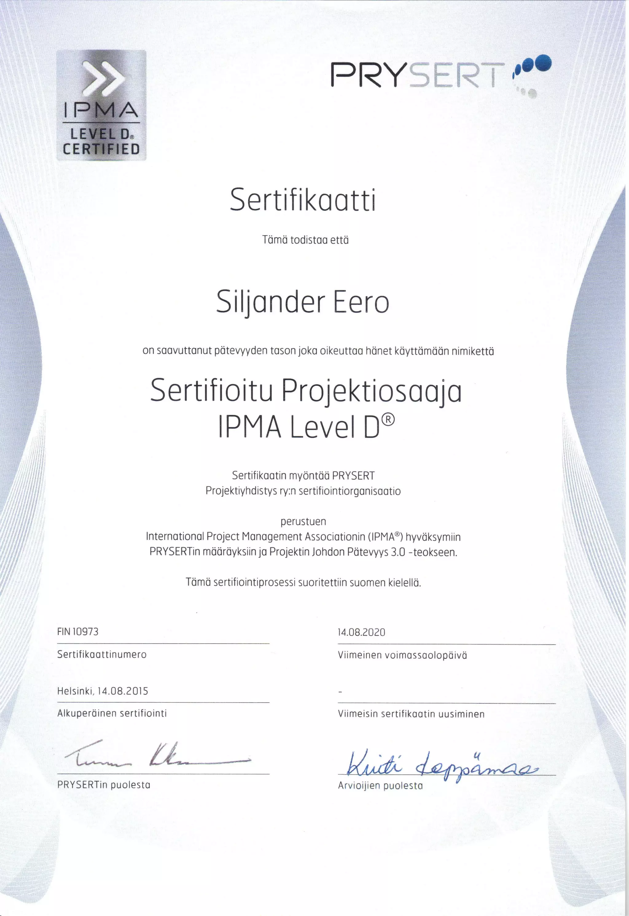 Ipma d certificate | PDF