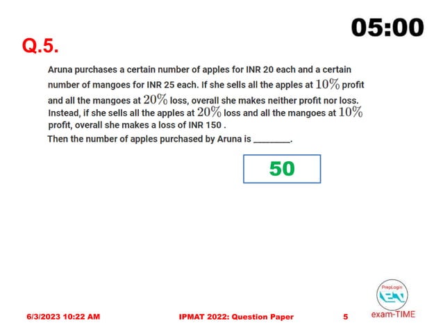 IPMAT 2022 Question paper.pptx