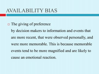 Heuristics- Behavioural finance | PPTX | Stocks and Bonds | Personal ...