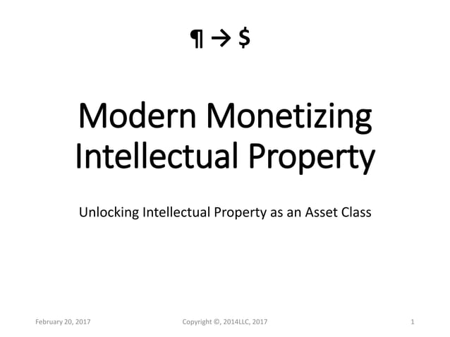 Ip monetization slideshow | PDF | Business | Business and Finance