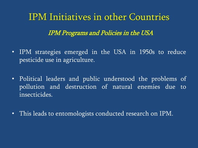 Successful case studies of national as well as international IPM ...