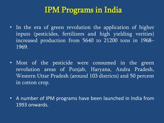 Successful case studies of national as well as international IPM programmes | PPT