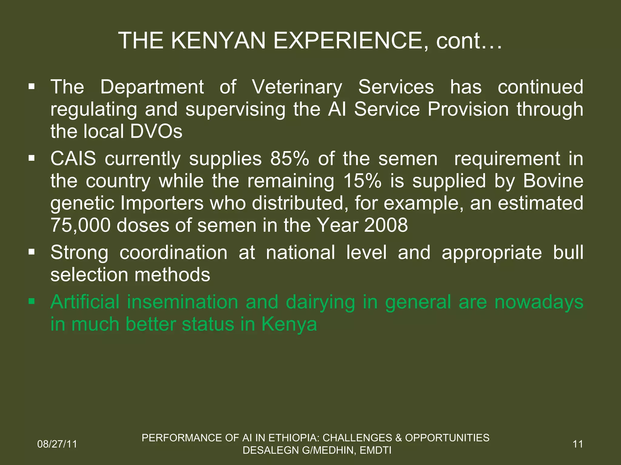 Performance of artificial insemination: Challenges and opportunities | PPT