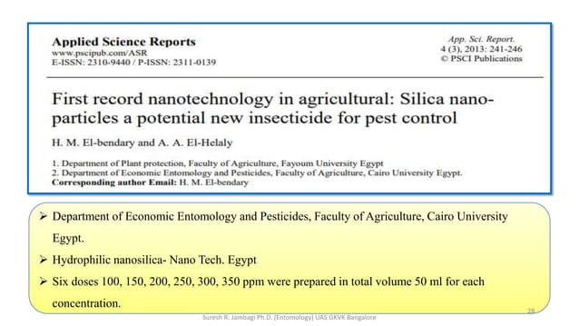 Nanotechnology in Insect Pest Control | PPTX