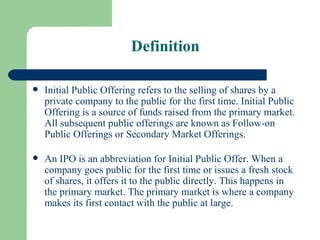 Initial public offer | PPT