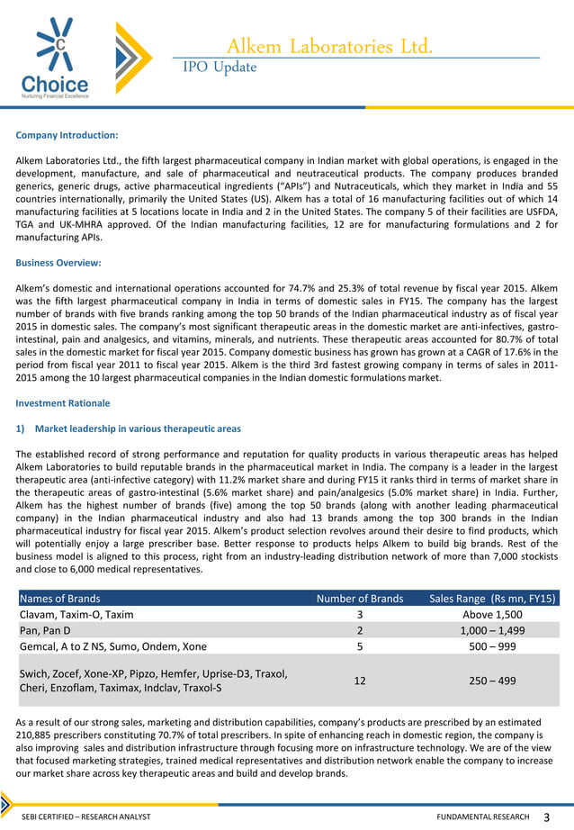 IPO Analysis - Alkem Laboratories Ltd. | PDF