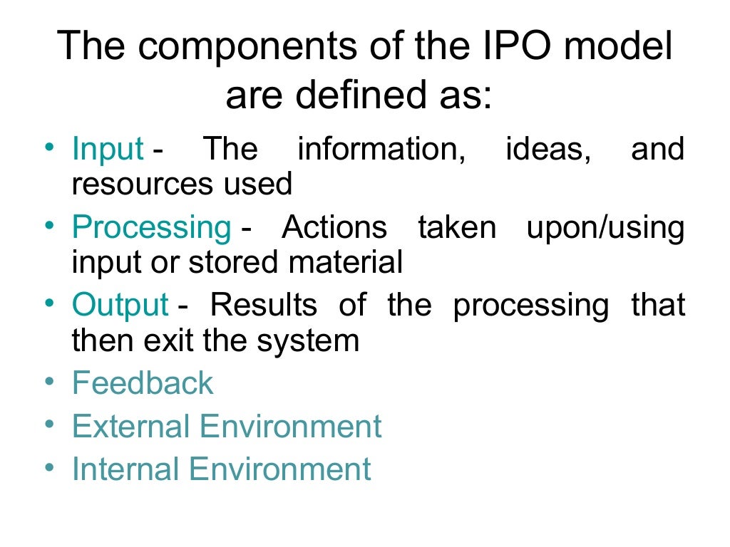IPO Model/system model