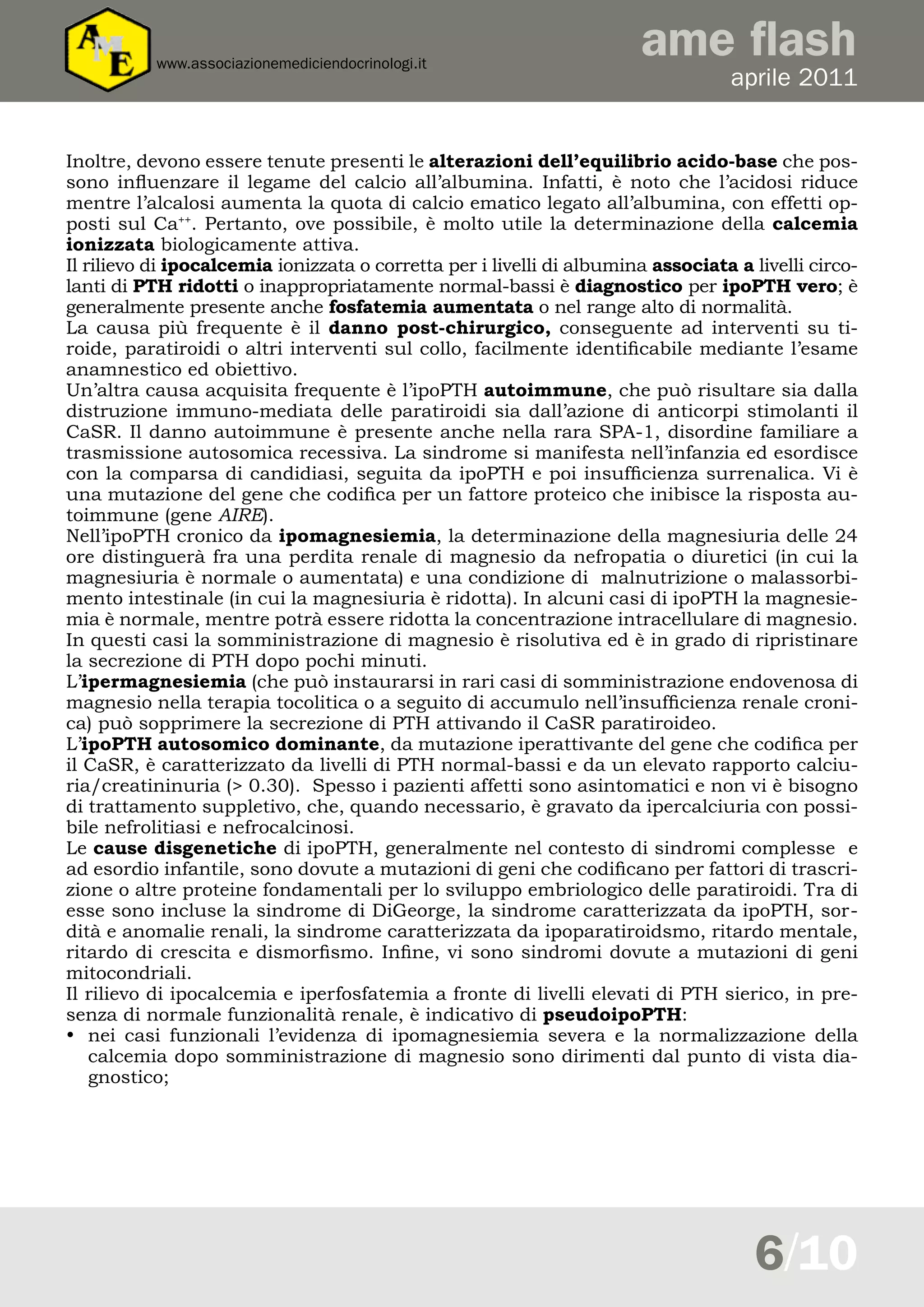 Ipoparatiroidismo cronico: gestione clinica | PDF