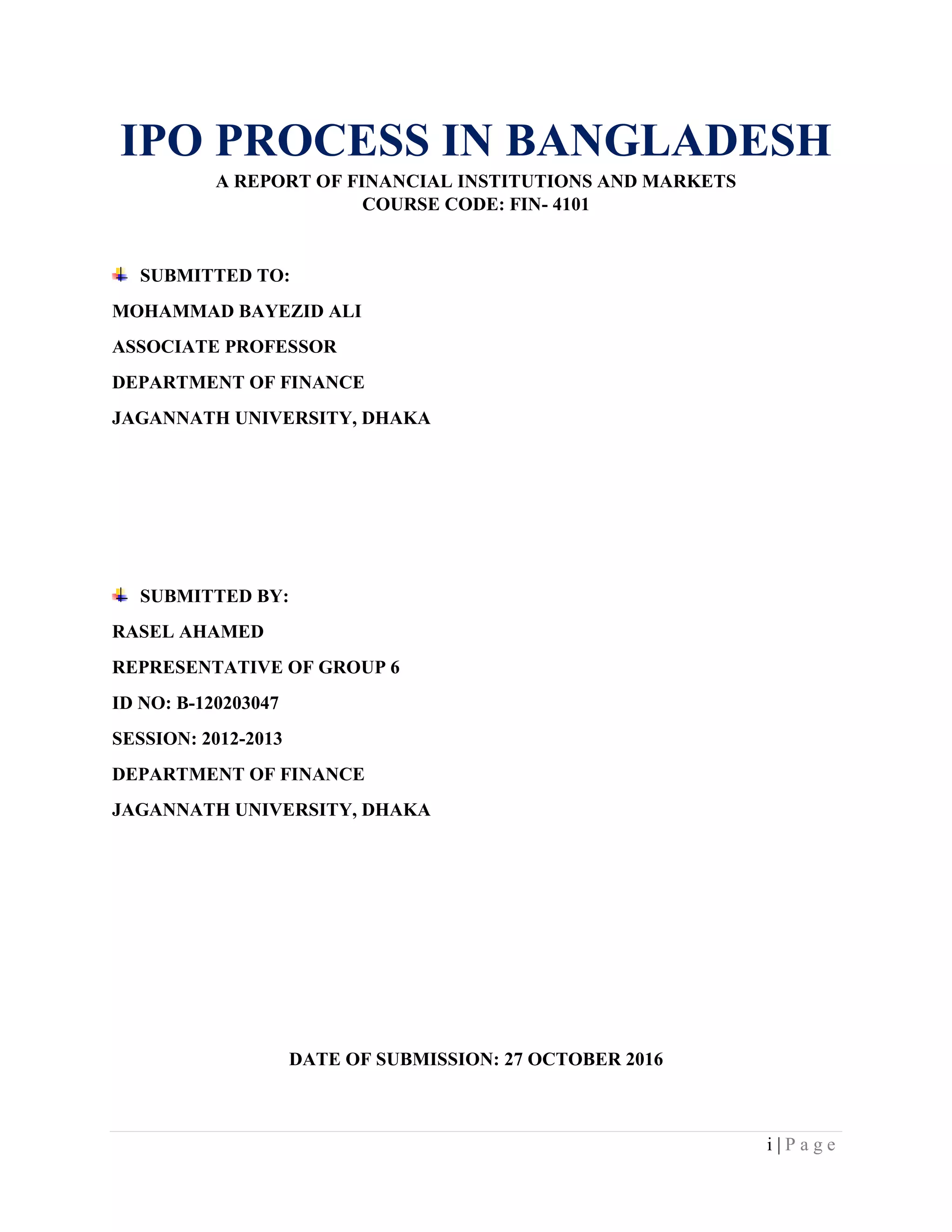 IPO PROCESS IN BANGLADESH | PDF