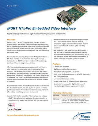 Iport ntx pro-embedded_video_interface_data_sheet | PDF