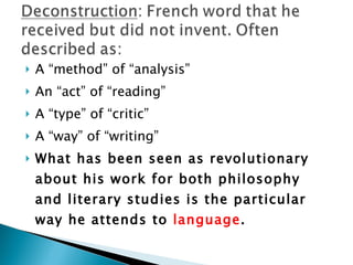 I poststructuralism deconstruction | PPT