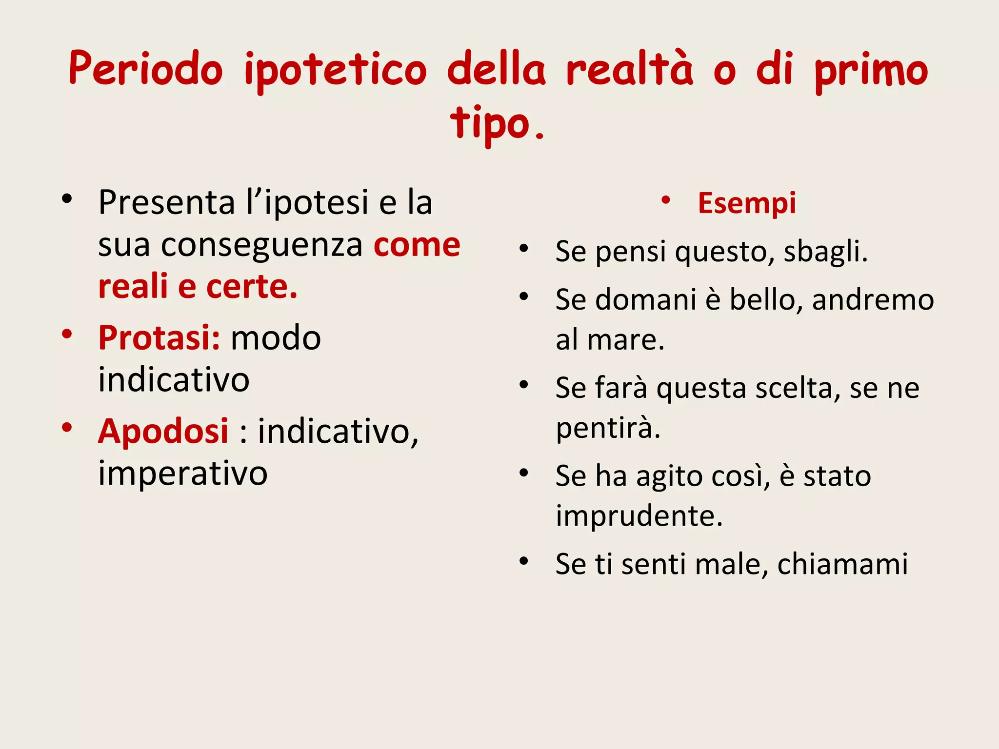 Ipotetico periodo | PPT