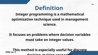 Integer programming problems presentation | PPT