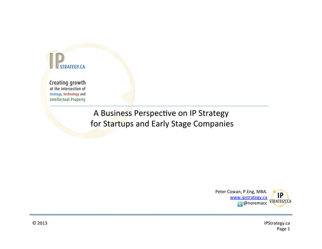 IP & patent strategy for startups | PDF