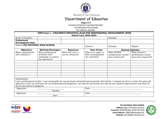 IPPD Form 1.docx | Professional School | Postgraduate Education