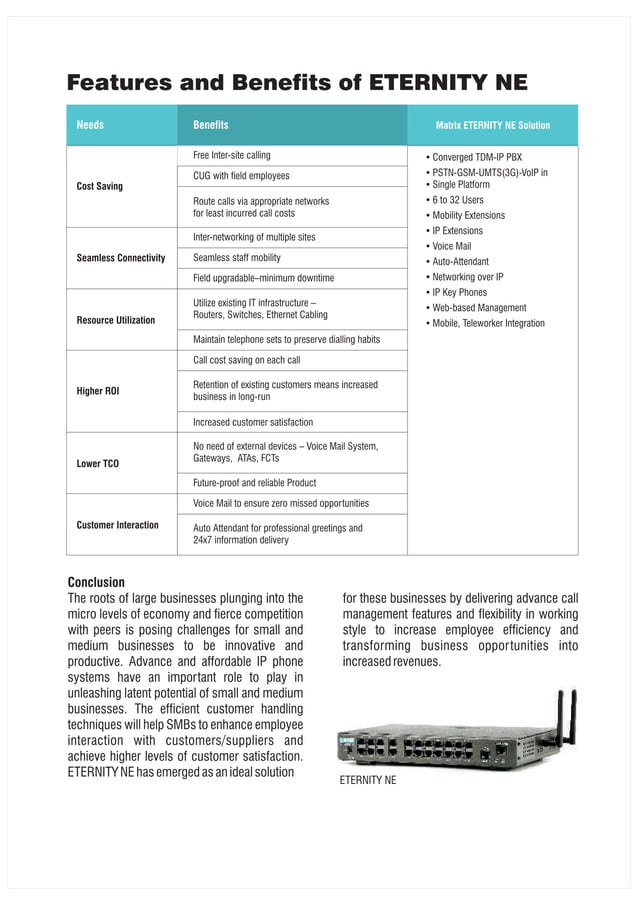Ip phone system for smb matrix white paper | PDF