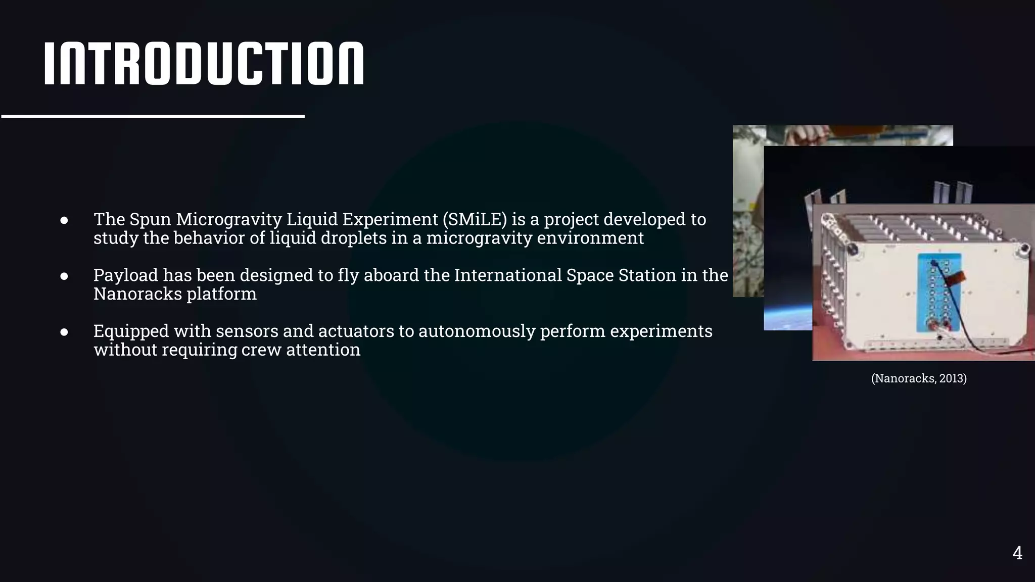 SMiLE: Design and Development of an ISS Payload for Liquid Behavior ...